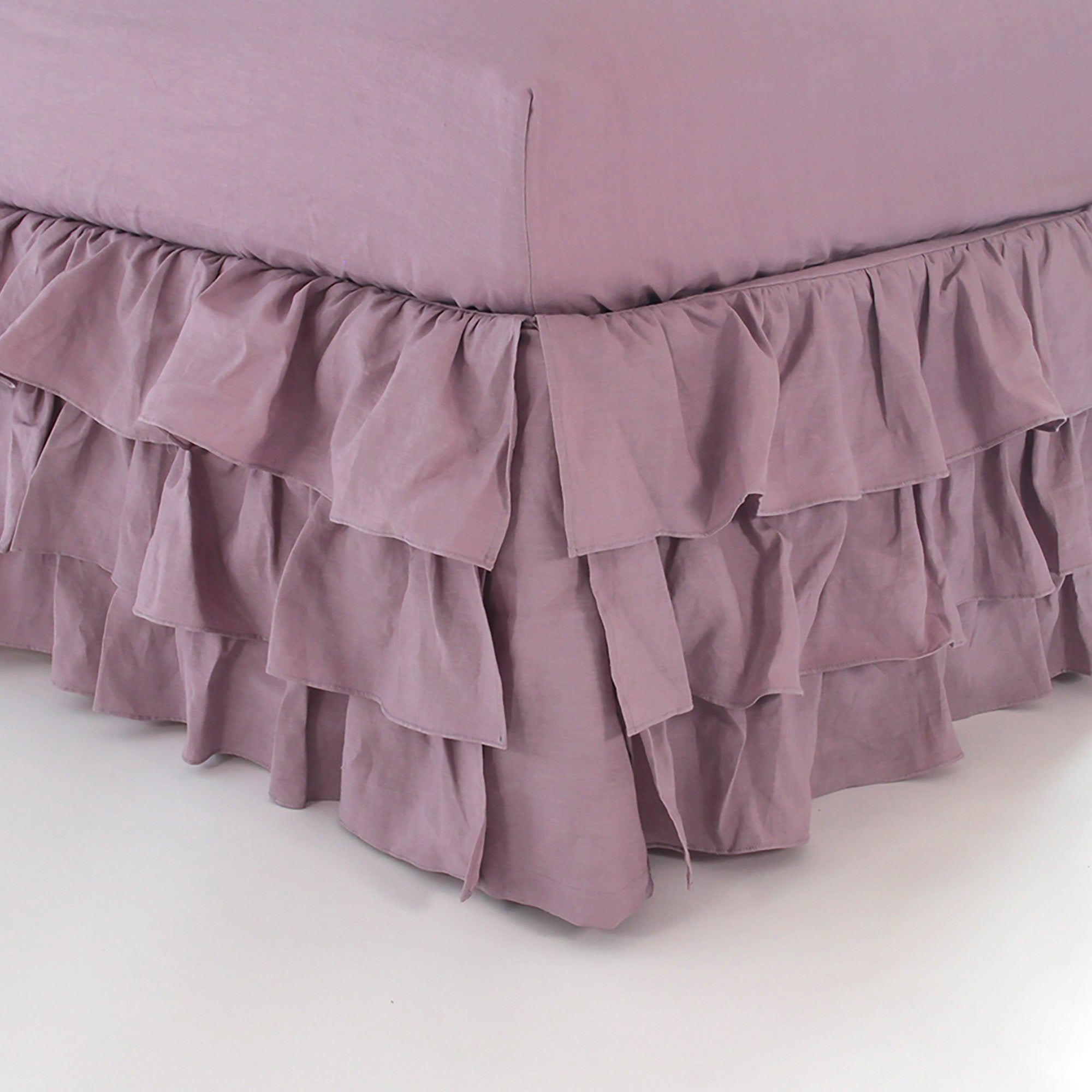 Waterfall linen bed skirt lilac | Linenshed