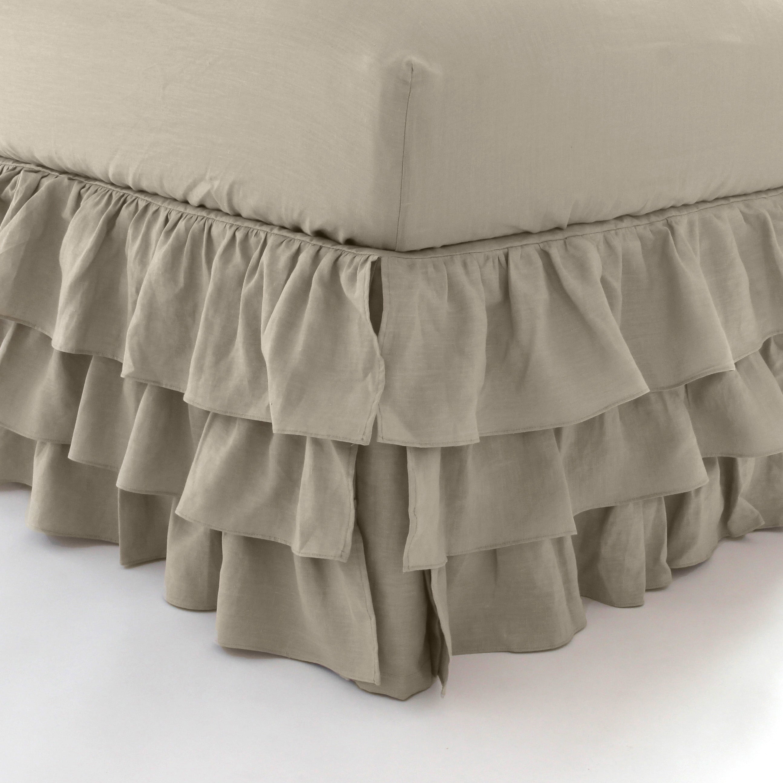 Waterfall linen bed skirt beige | Linenshed