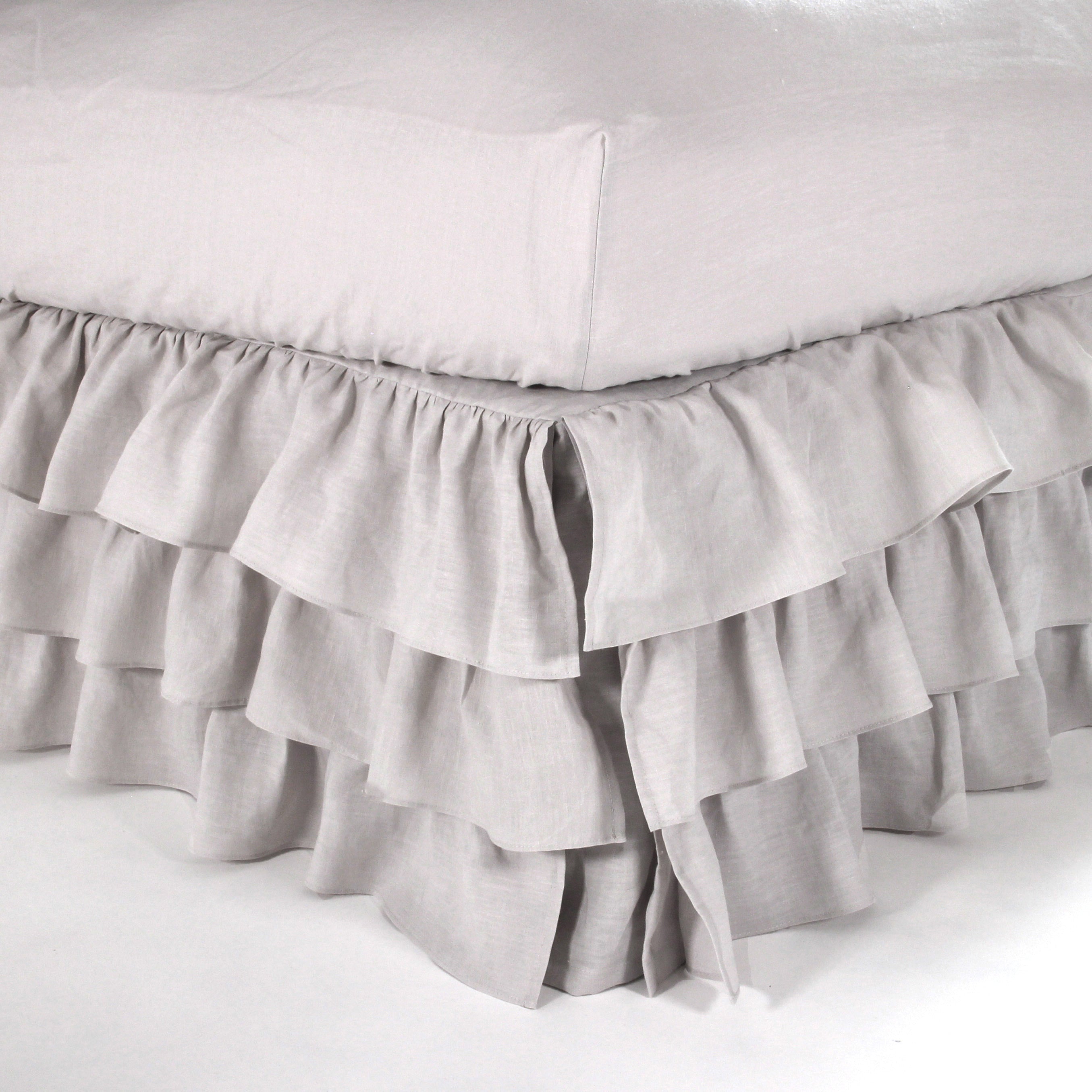 Waterfall linen bed skirt light grey | Linenshed