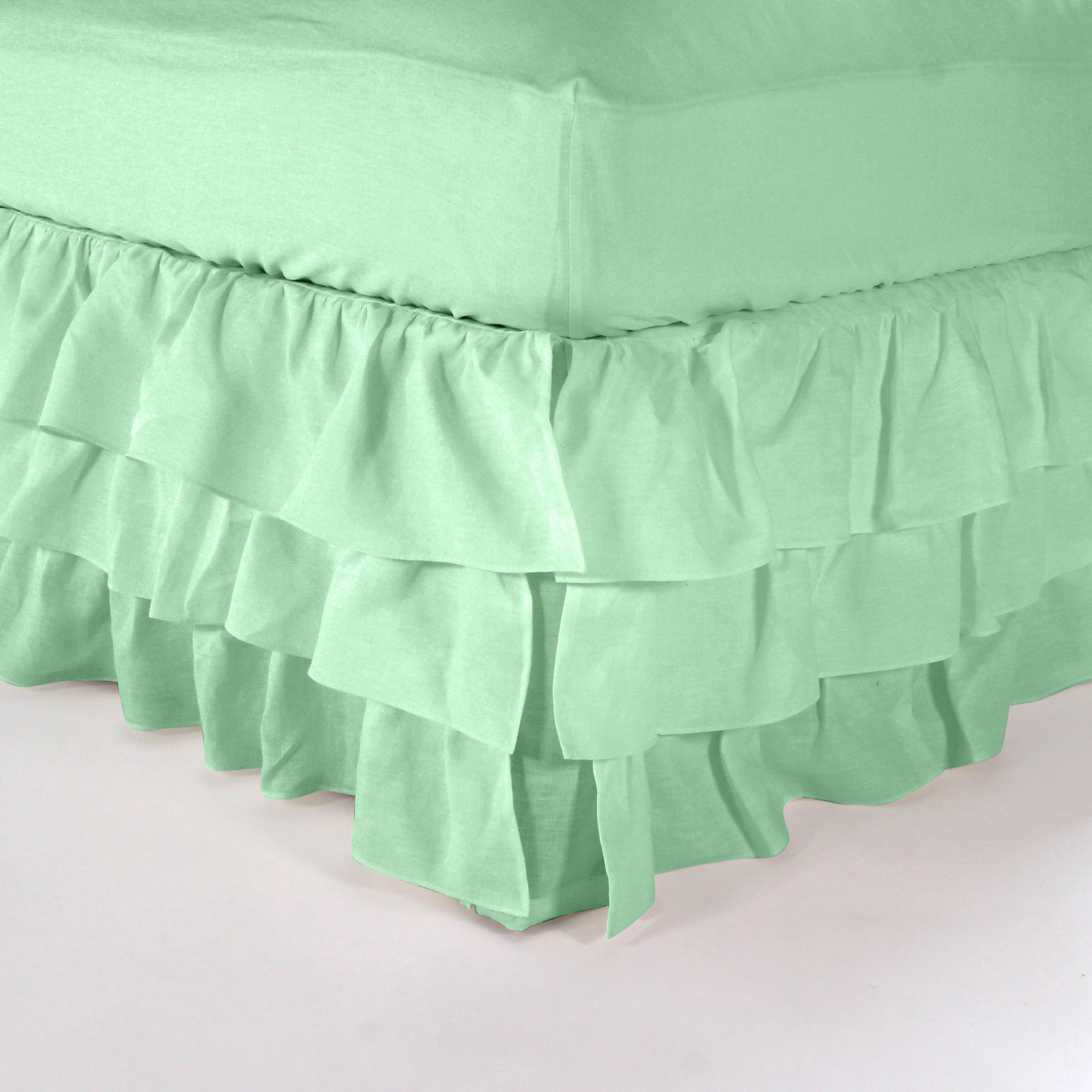 Waterfall linen bed skirt mint green | Linenshed